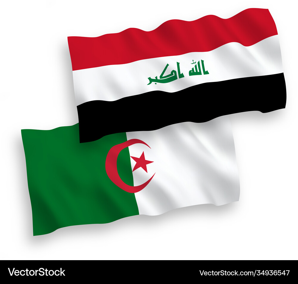 Flags iraq and algeria on a white background Vector Image