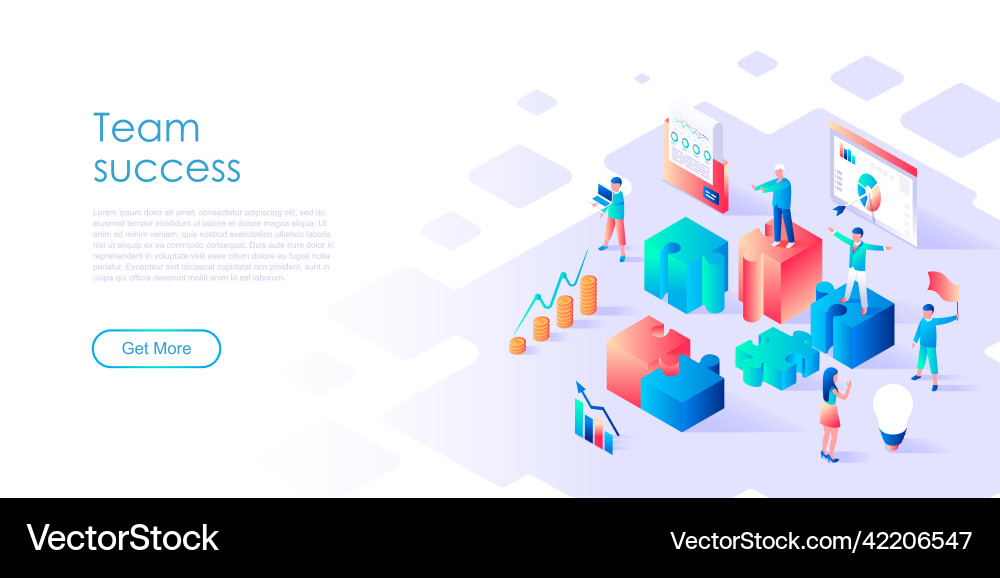 Flat design isometric concept of team success Vector Image