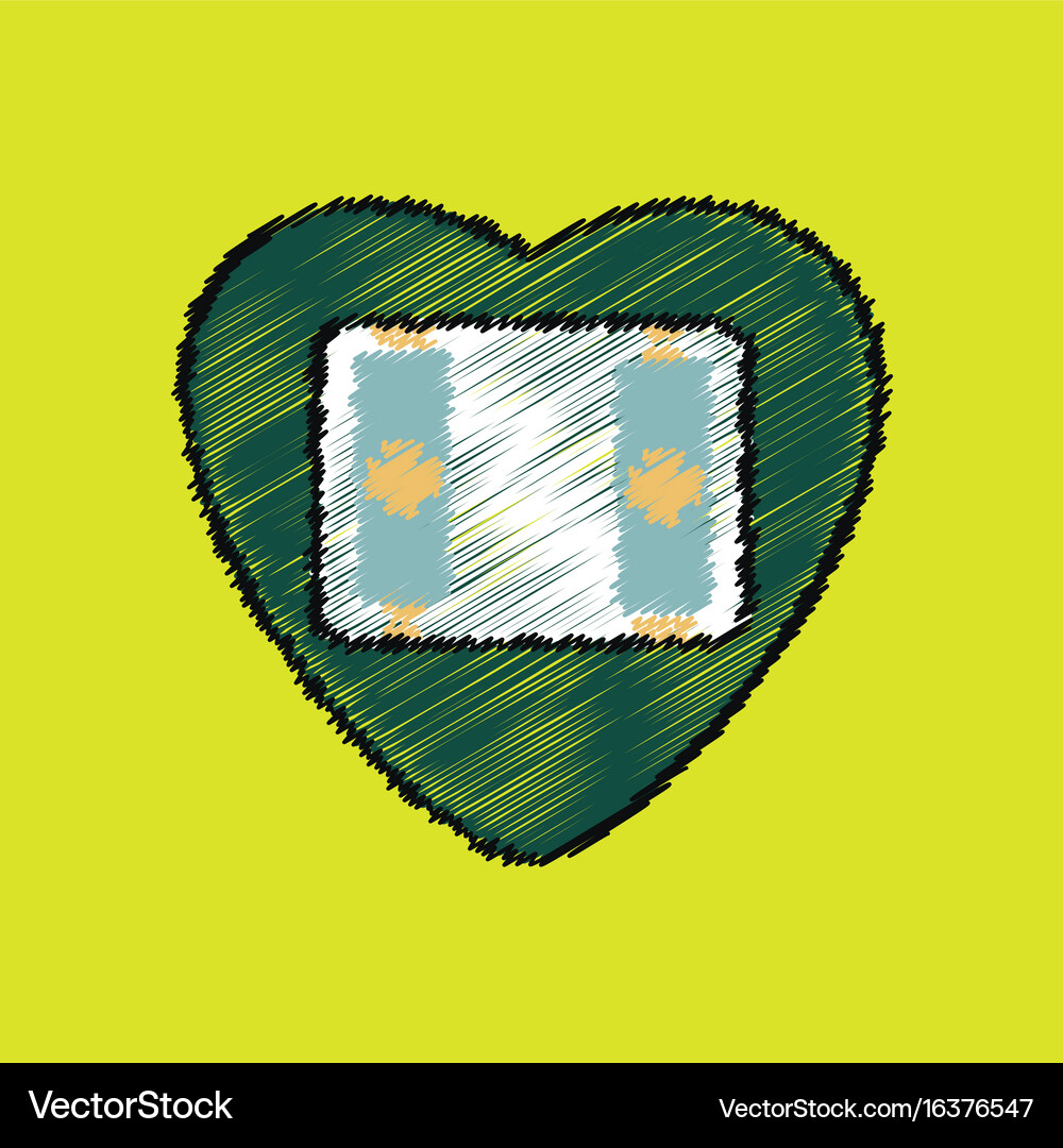 Flat shading style icon heart icon with a battery Vector Image