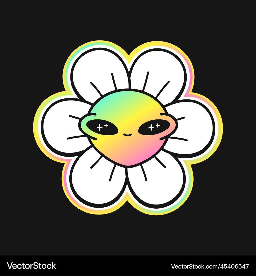Funny alien flower face cartoon character Vector Image