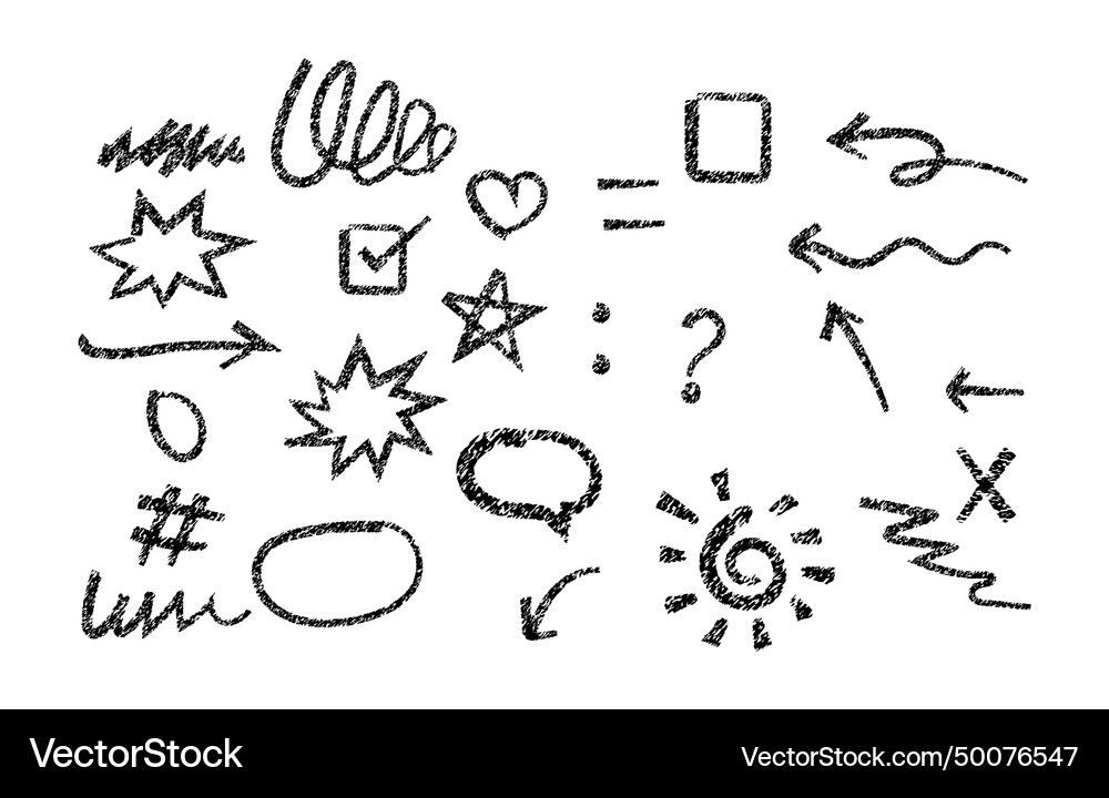 Hand drawn charcoal pencil rough line symbol Vector Image