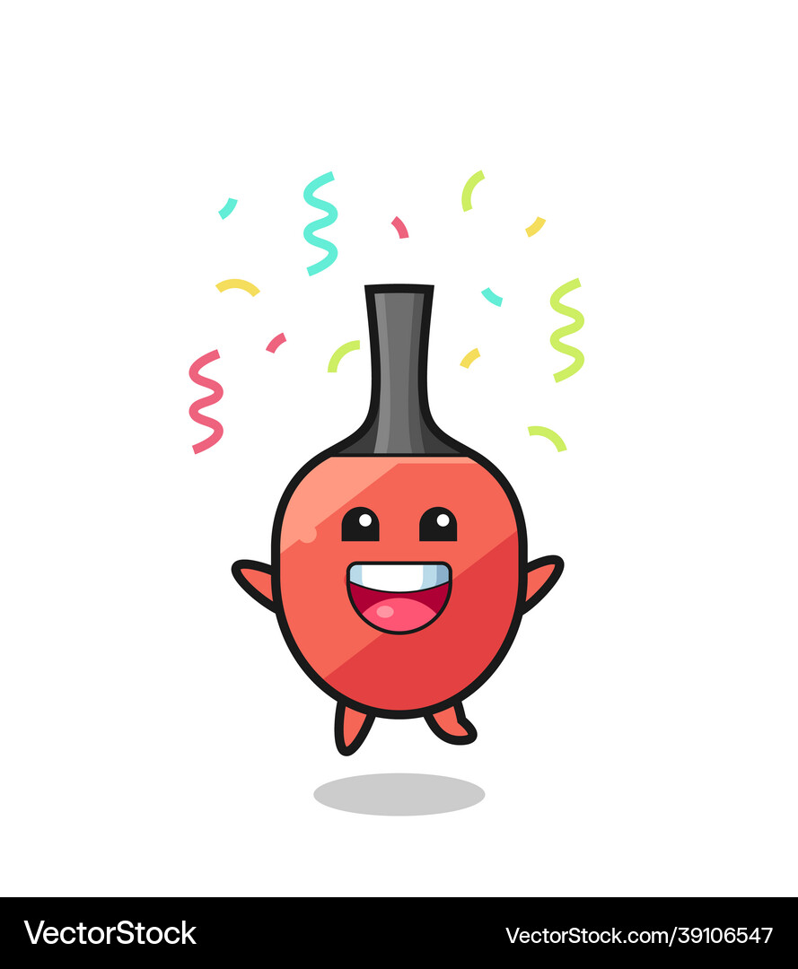 Happy table tennis racket mascot jumping Vector Image