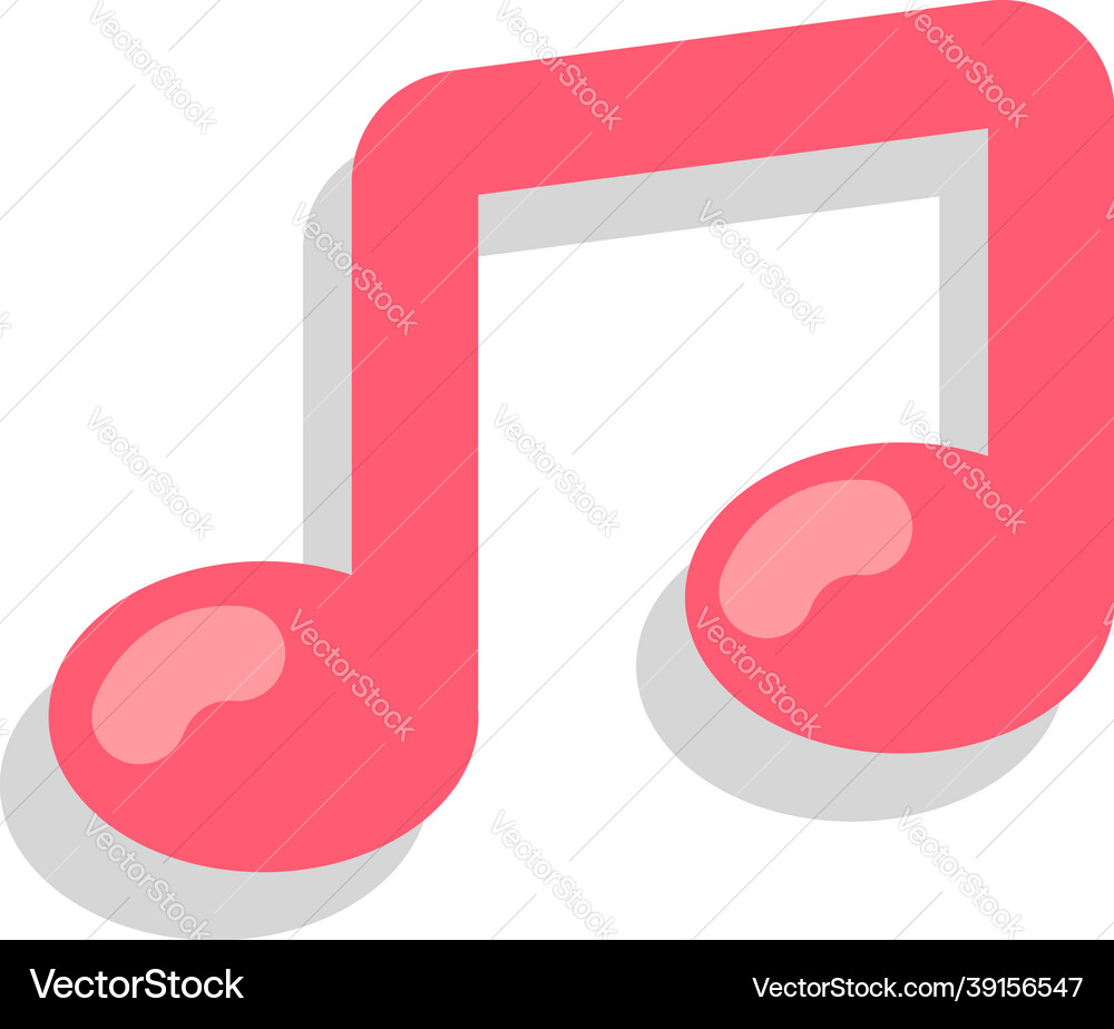 Hot pink music note icon on white background Vector Image