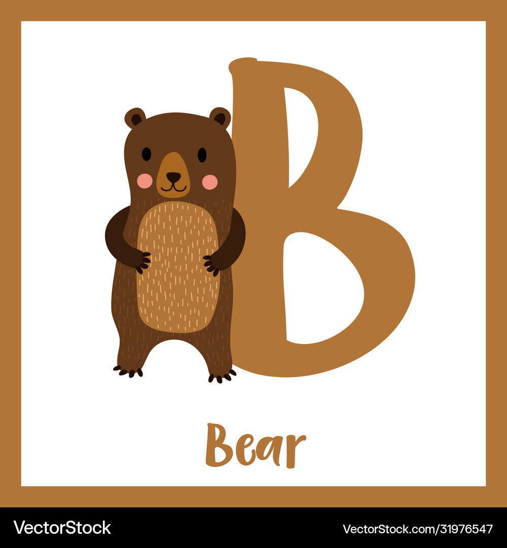 Letter b vocabulary standing bear Royalty Free Vector Image