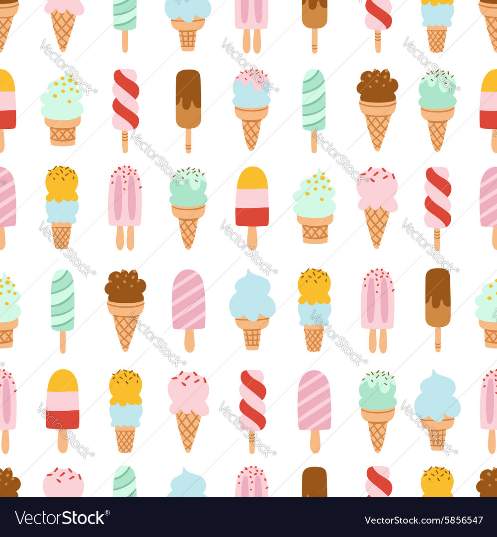 Mixed ice cream repeat pattern Royalty Free Vector Image