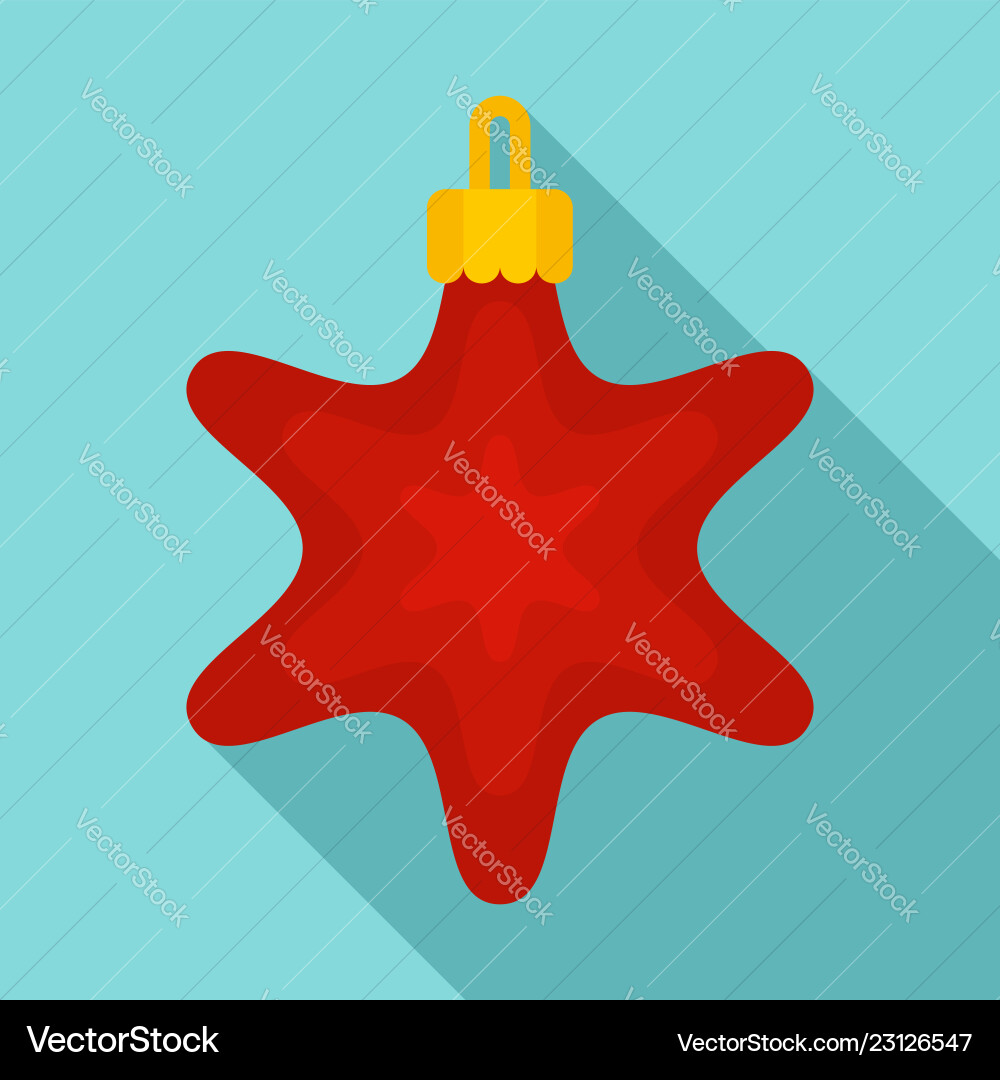 Red star xmas toy icon flat style Royalty Free Vector Image
