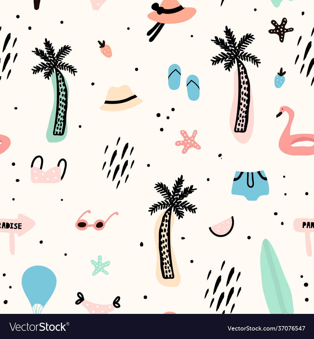 Seamless pattern with summer elements creative Vector Image