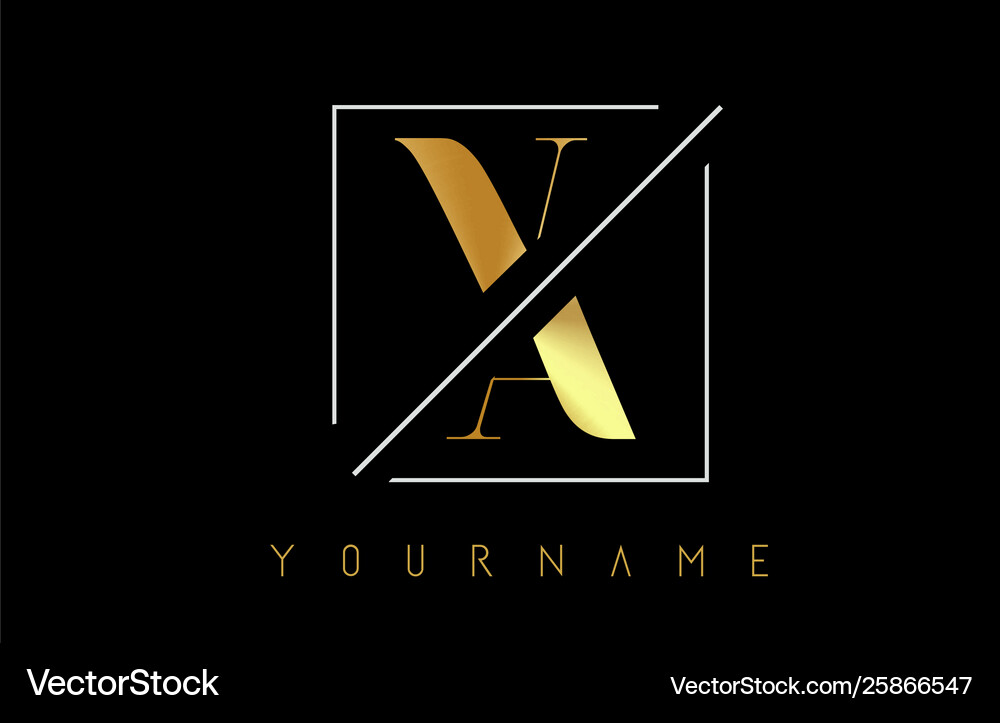 Va golden letter logo with cutted and intersected Vector Image