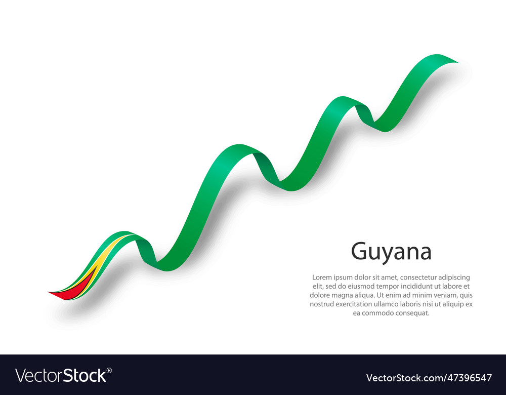 Waving ribbon or banner with flag of guyana Vector Image