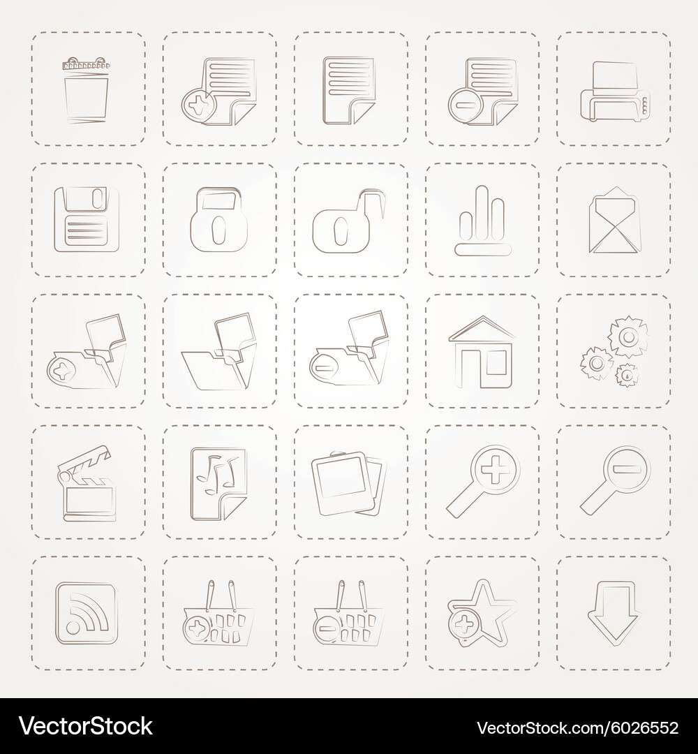 25 simple realistic detailed internet icons Vector Image