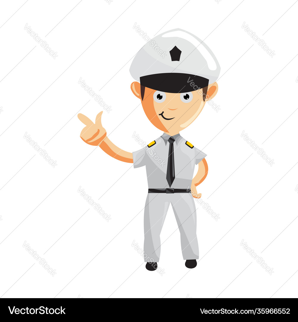Airplane pilot hand pointing cartoon character Vector Image