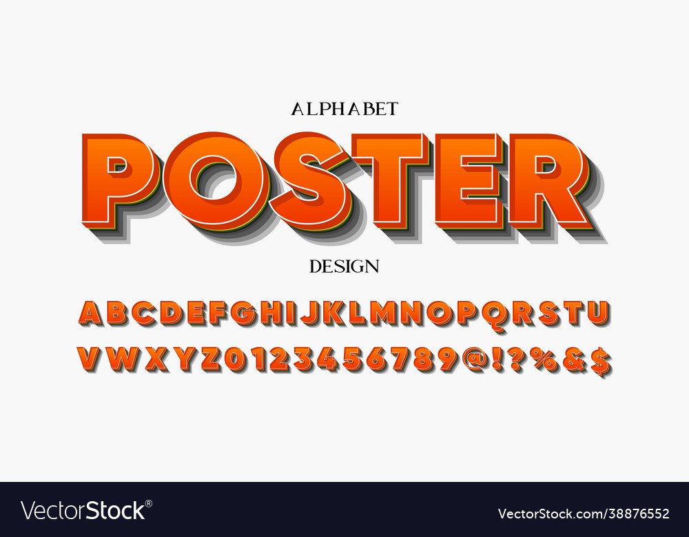 Alphabet font shadow effect classic lettering Vector Image Alphabet font shadow effect classic lettering Vector Image