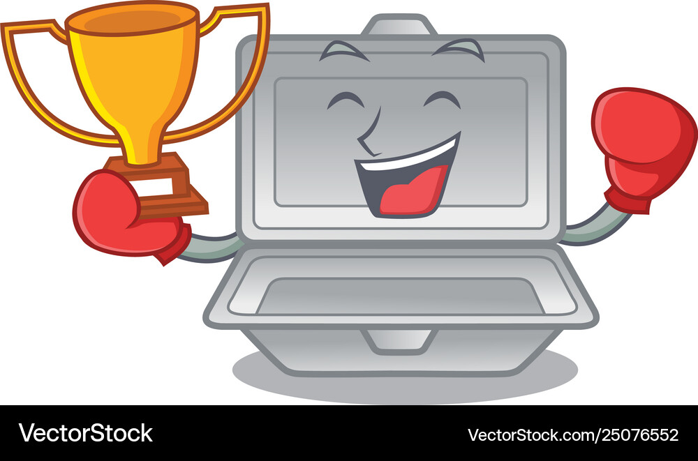 Boxing winner cartoon open styrofoam above Vector Image