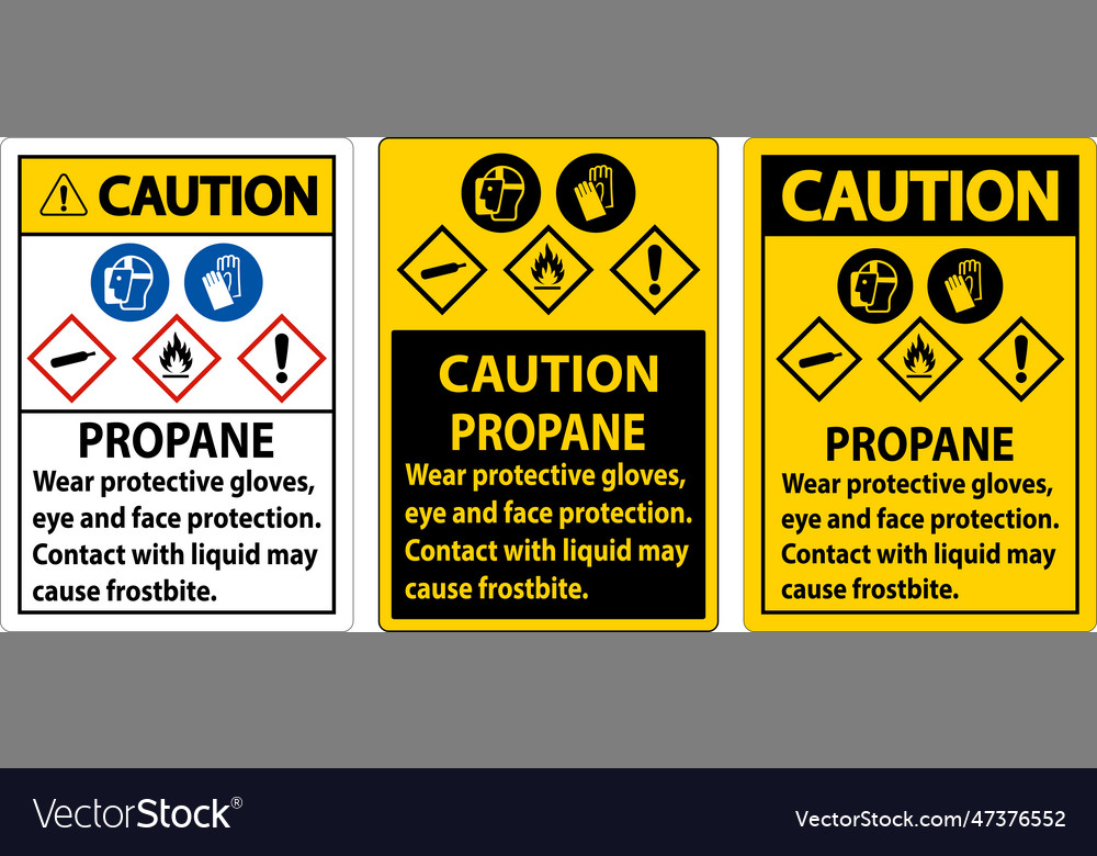 Caution propane flammable gas ppe ghs sign Vector Image Caution propane flammable gas ppe ghs sign Vector Image