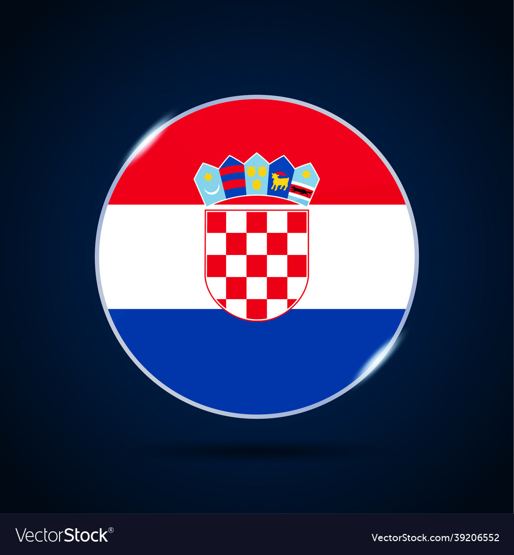 Croatia National Flag Circle Button Icon Simple Vector Image
