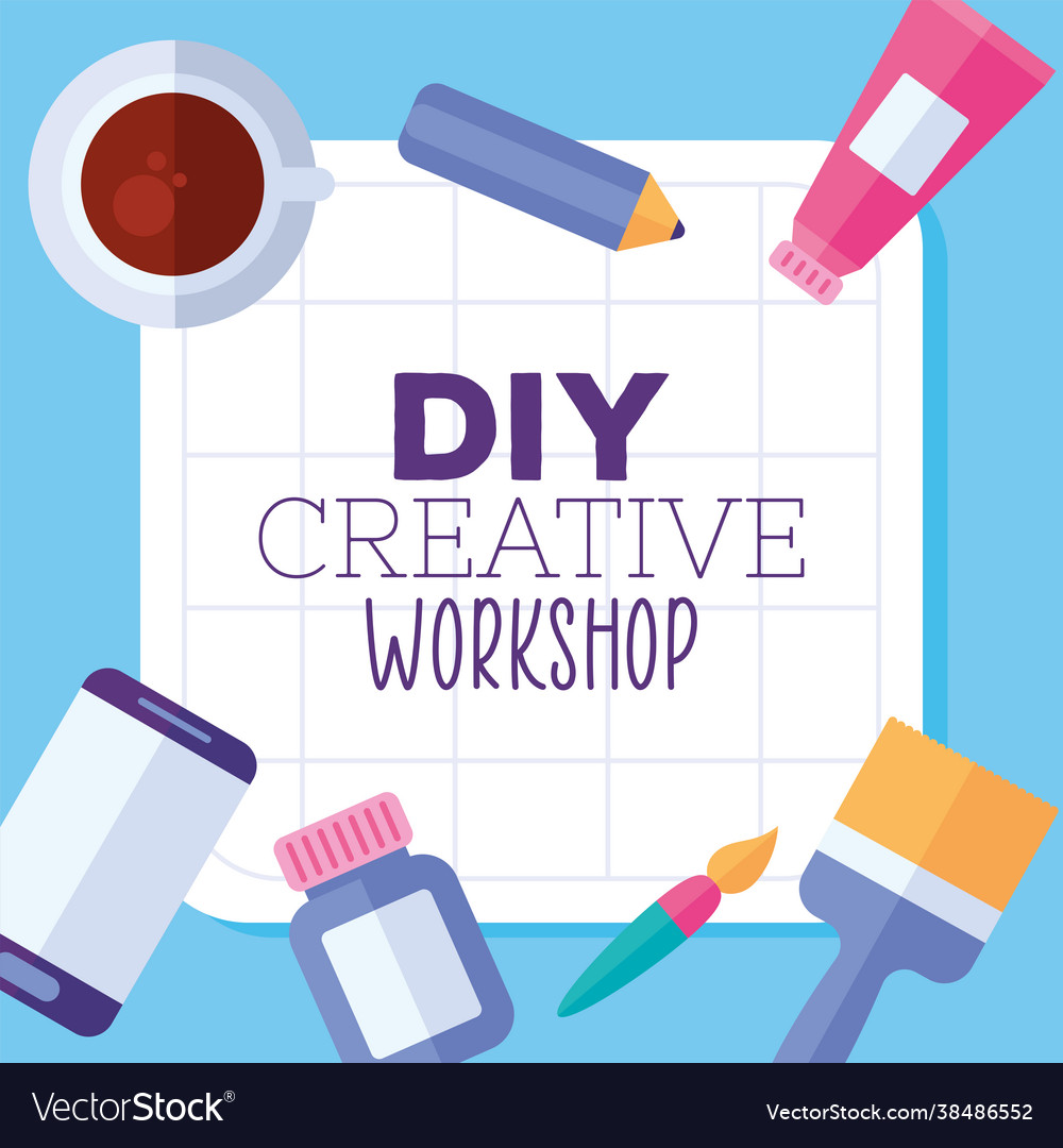 Diy creative workshop lettering Royalty Free Vector Image