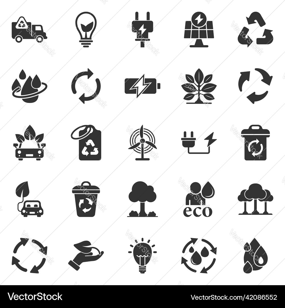 Eco environment icons set in flat style ecology Vector Image