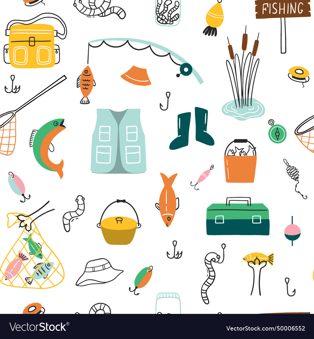 Fishing seamless pattern Royalty Free Vector Image