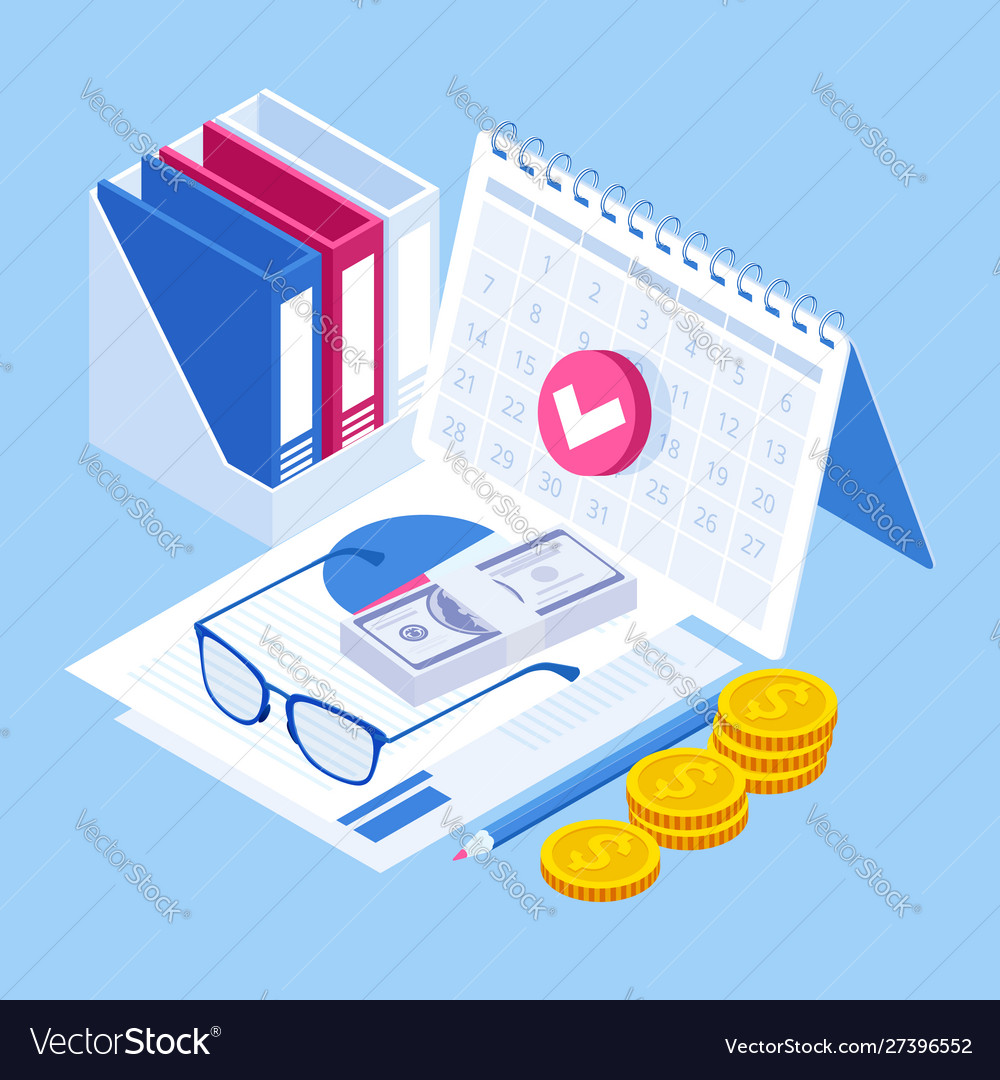 Isometric planning business task schedules Vector Image