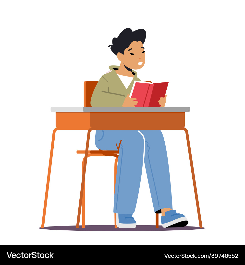Kid student in school classroom little schoolboy Vector Image