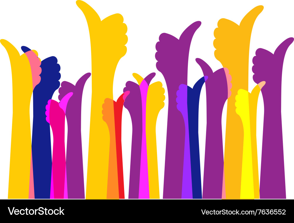 Many likes thumbs up colorful bright background Vector Image