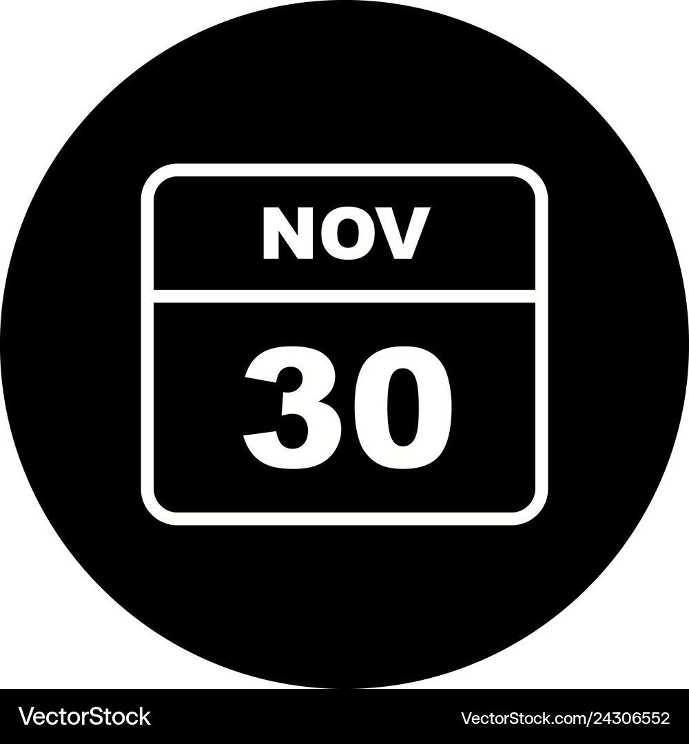 November 30th date on a single day calendar Vector Image