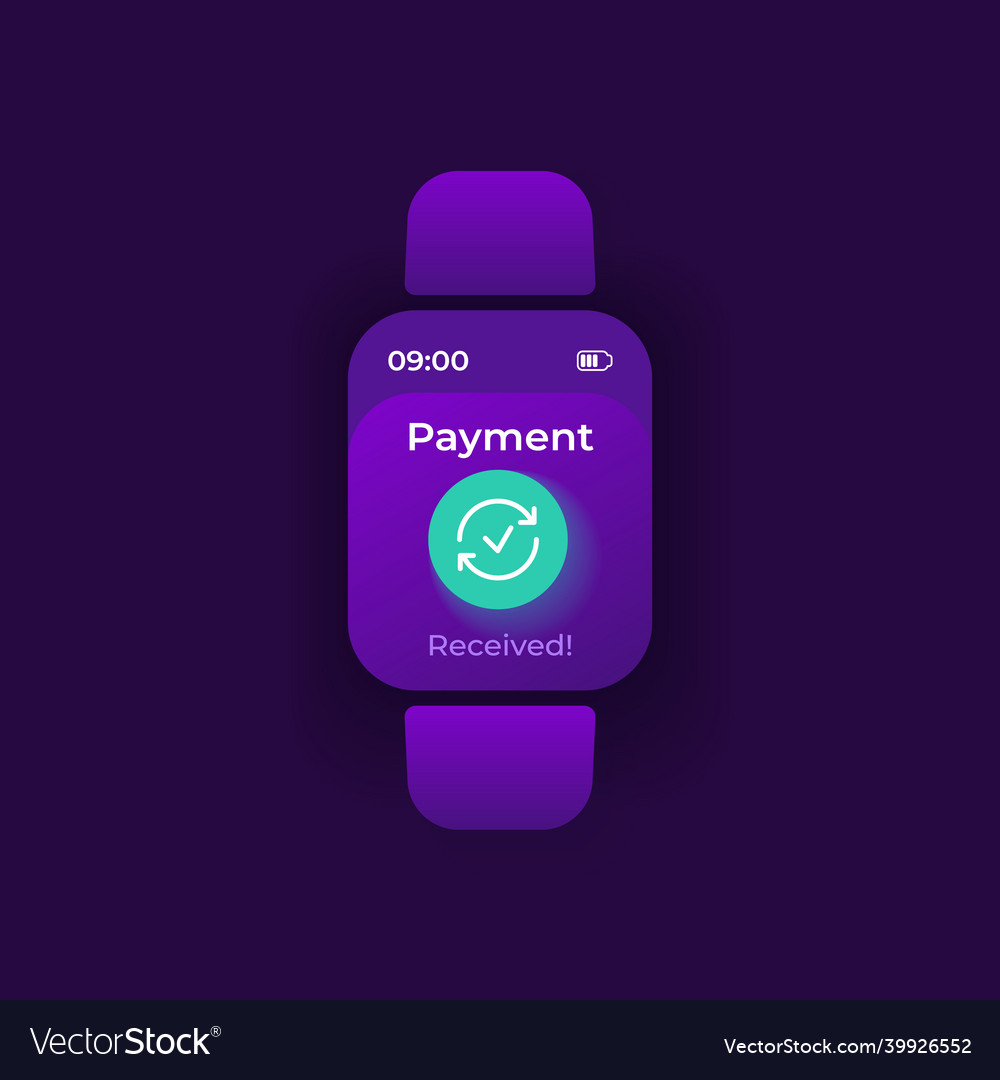 Payment received smartwatch interface template Vector Image