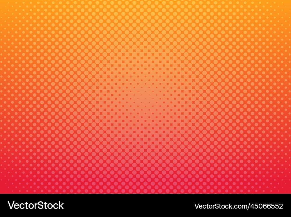 Red yellow pop art background with halftone dots Vector Image