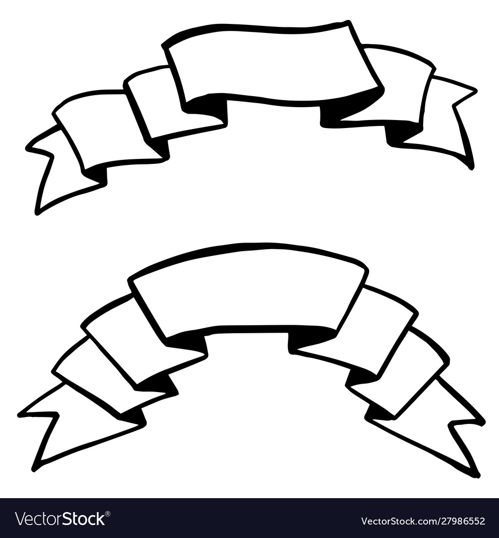 Ribbons set black and white engraved ink Vector Image