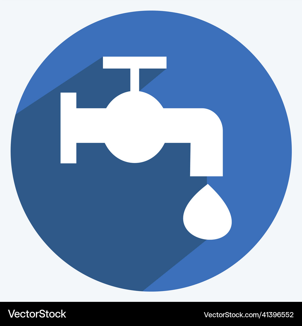 Water tap icon in trendy long shadow style Vector Image