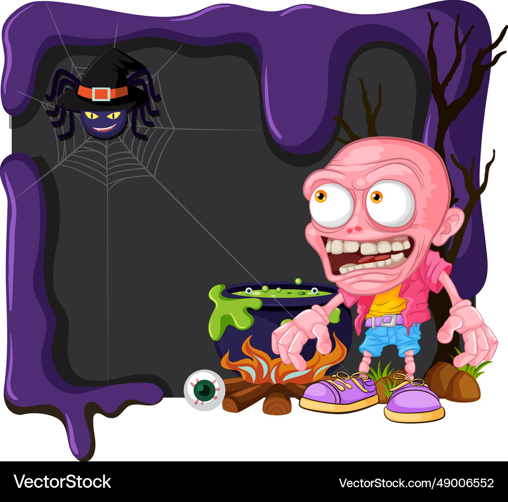 Zombie halloween blackboard with border banner Vector Image