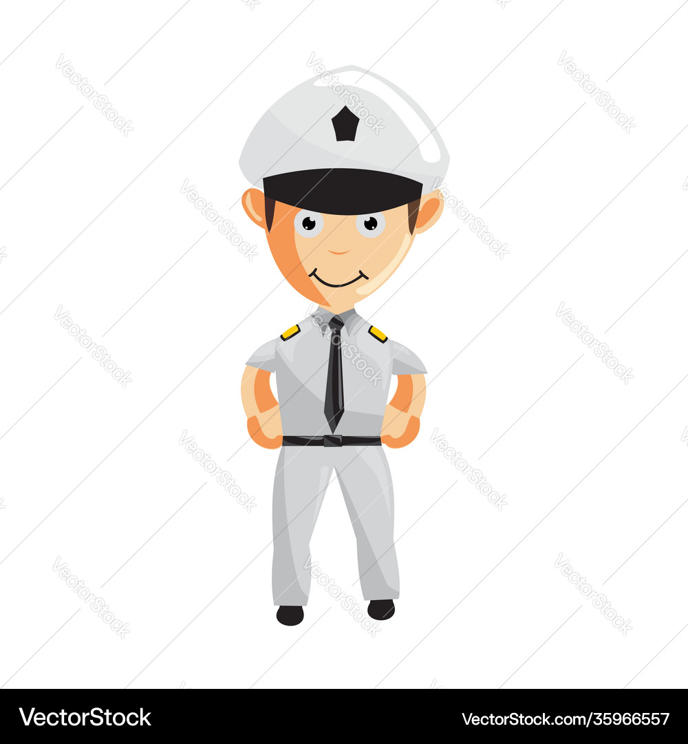 Airplane pilot standing smile cartoon character Vector Image