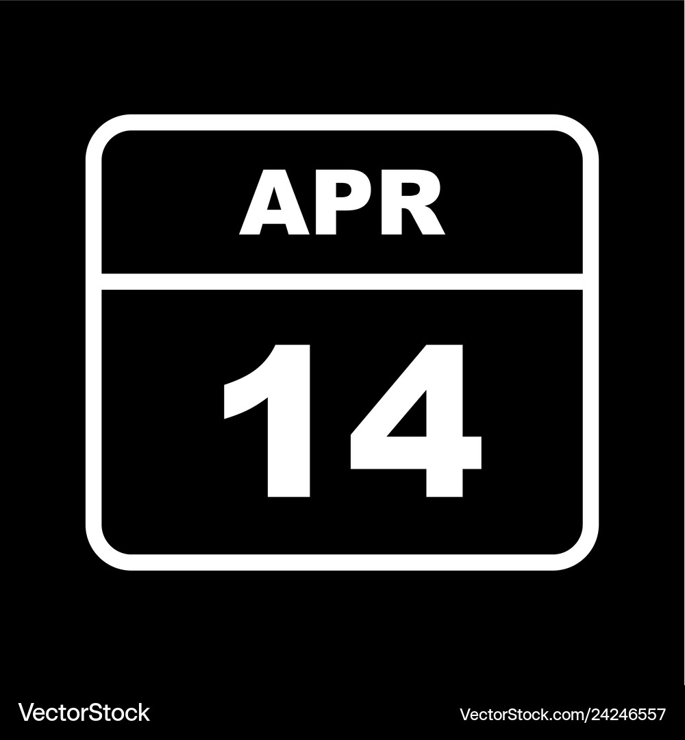 April 14th date on a single day calendar Vector Image