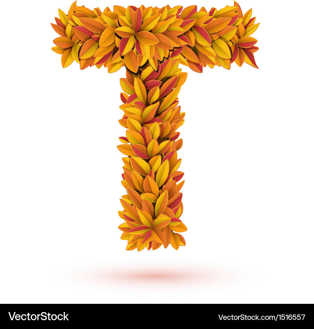 Autumn fall bright orange leaves letter Royalty Free Vector