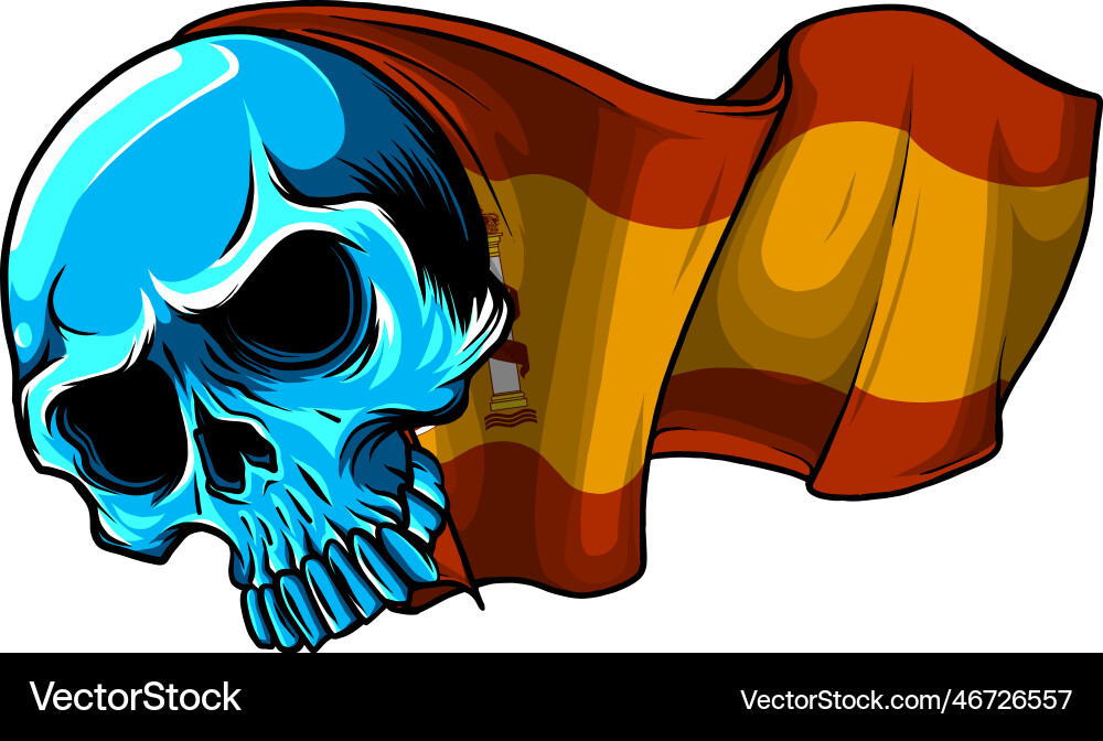 Blue skull hand drawing Royalty Free Vector Image
