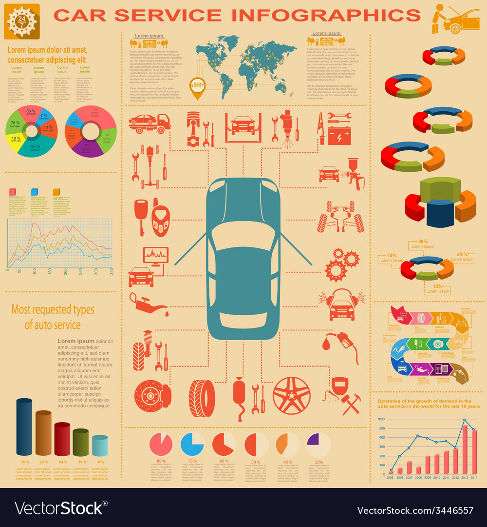 Car service repair infographics Royalty Free Vector Image