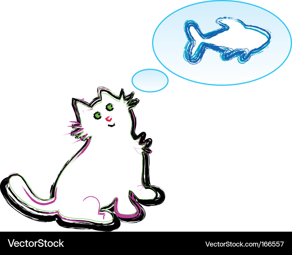 Cat and fish Royalty Free Vector Image - VectorStock