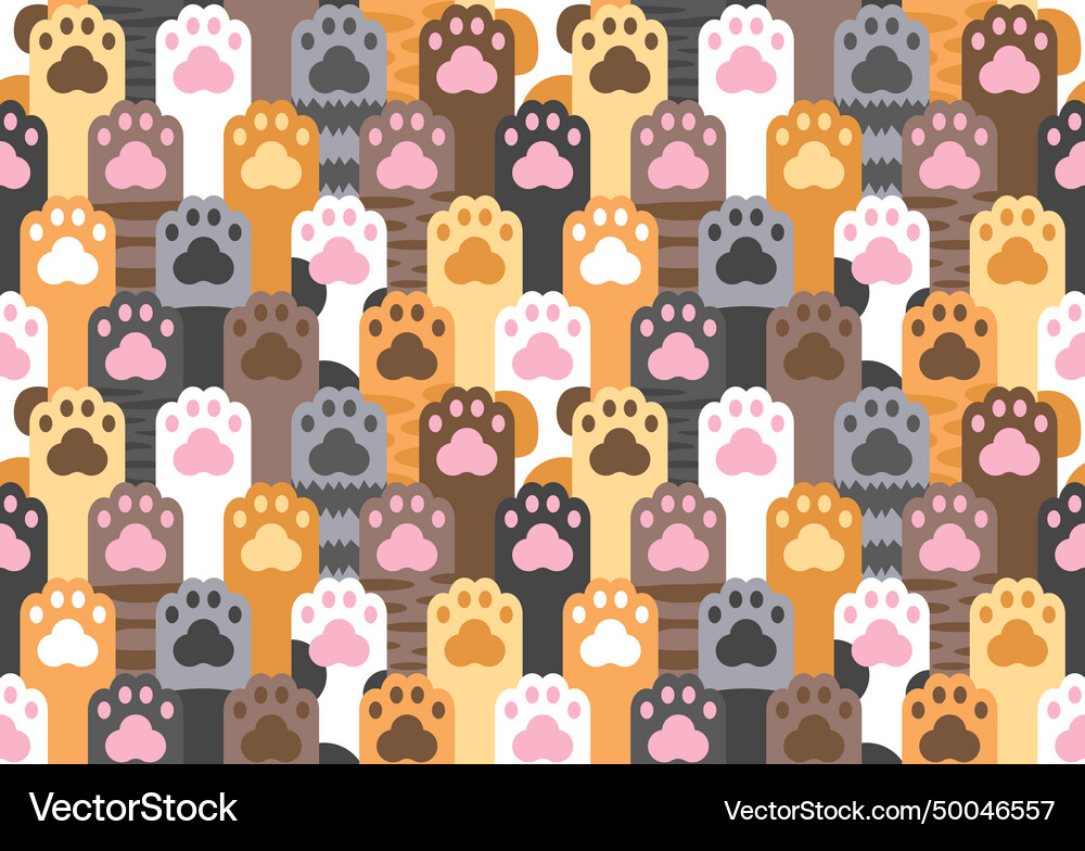 Cat paw bliss seamless pattern for purrfect Vector Image
