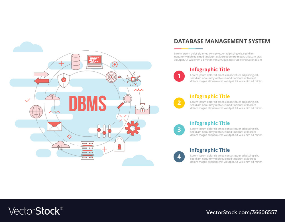 Dbms database management system concept Royalty Free Vector Dbms database management system concept Royalty Free Vector