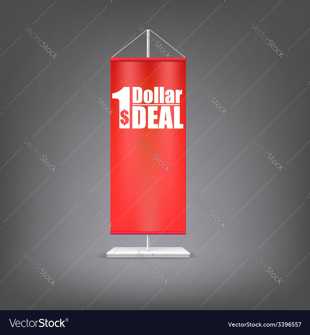 Dollar deal vertical red flag at the pillar Vector Image