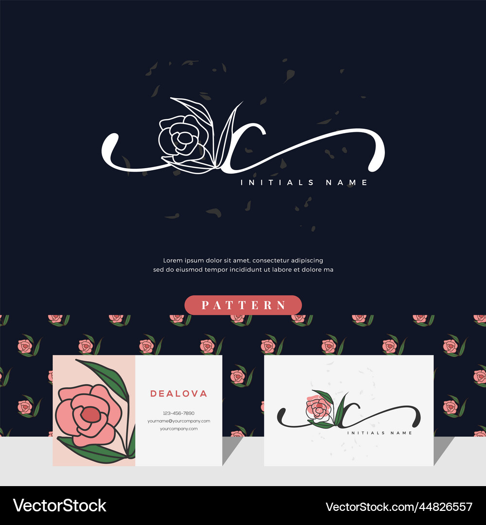 Handwriting letter c logo design with rose Vector Image
