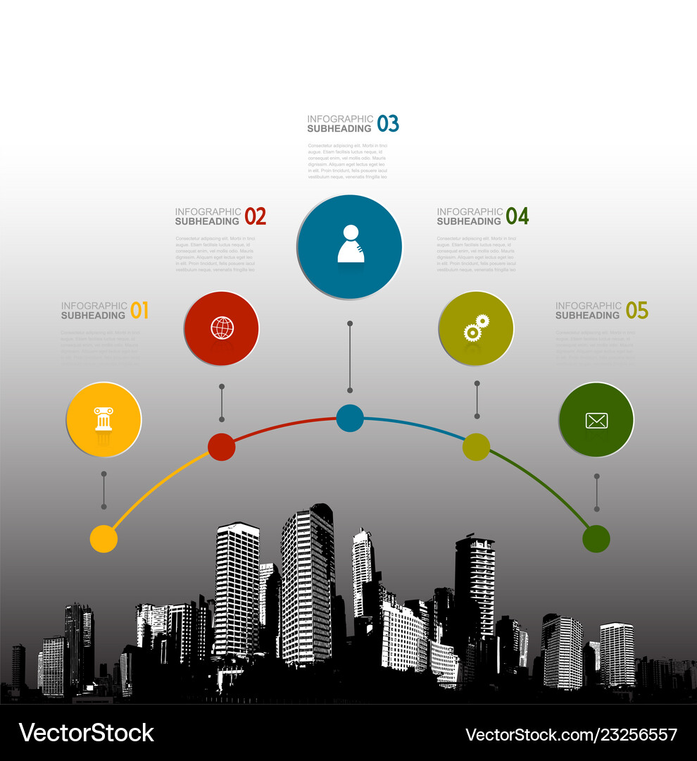 Infographic template with five circles icons and Vector Image