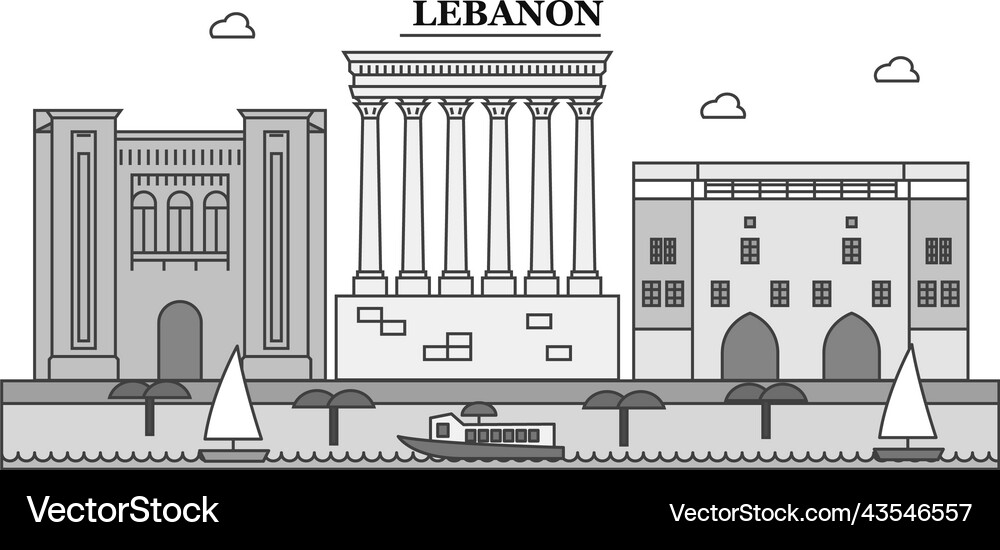 Lebanon city skyline isolated Royalty Free Vector Image