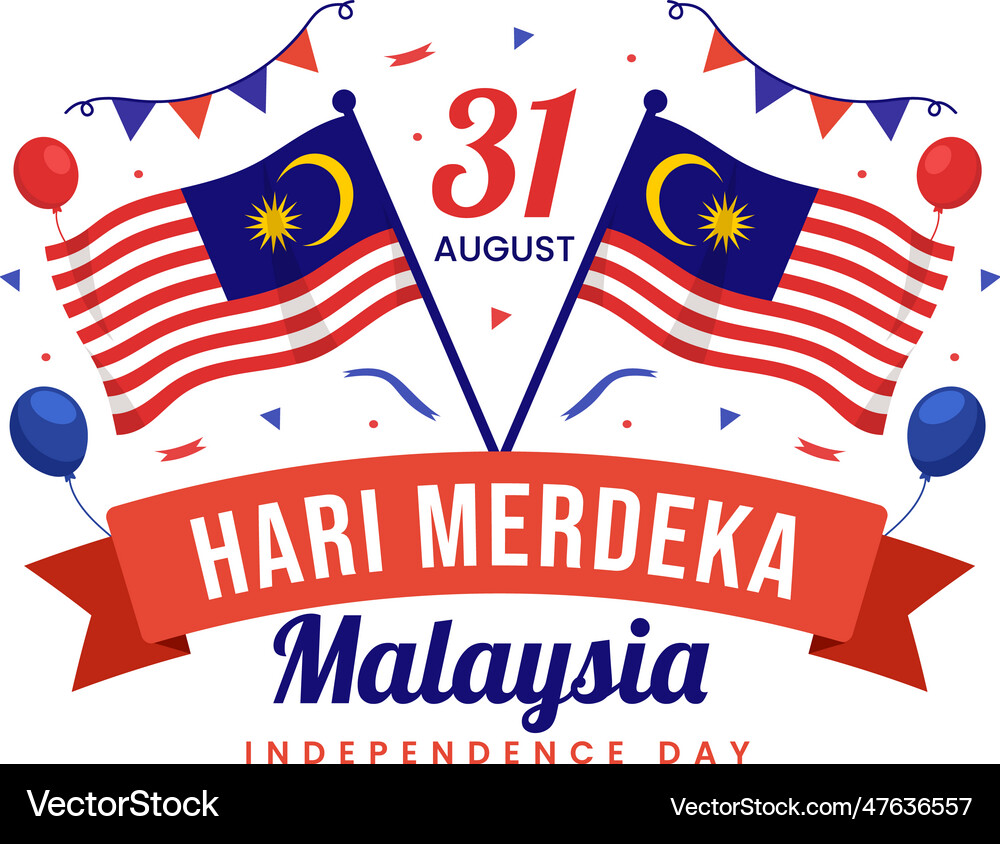 Malaysia independence day on 31 august Royalty Free Vector
