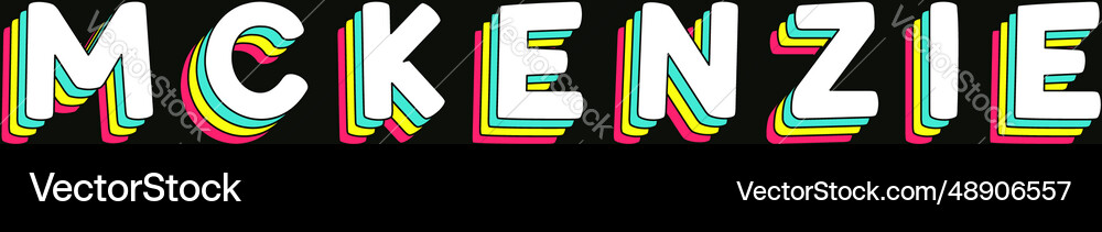 Mckenzie - retro rainbow typography faded style Vector Image