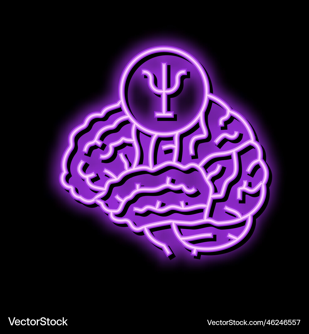 Psychology brain neon glow icon Royalty Free Vector Image