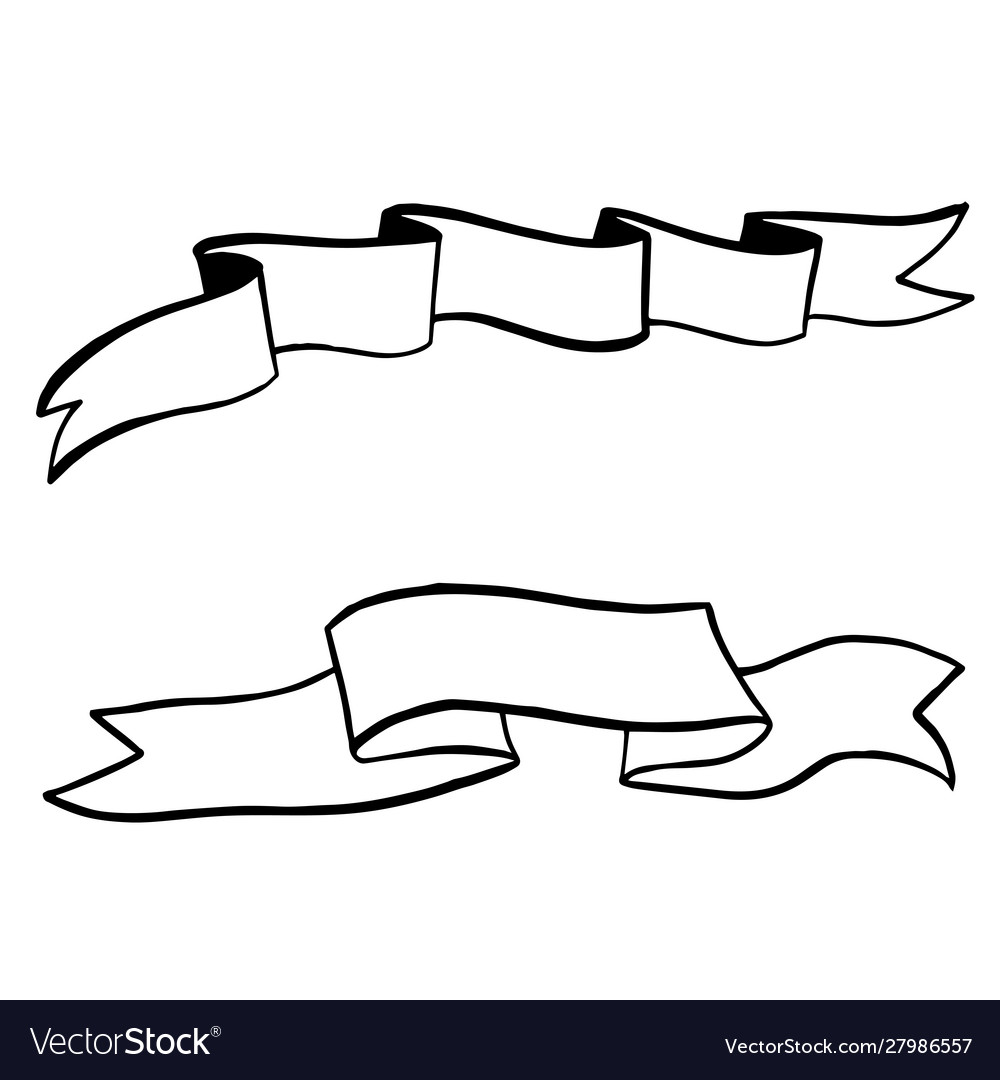 Ribbons set black and white engraved ink Vector Image
