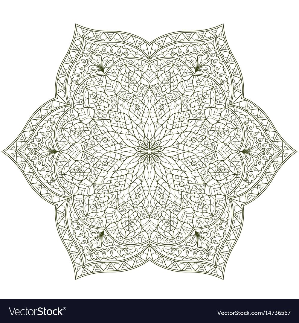 Round mandala pattern with hand-drawn elements Vector Image