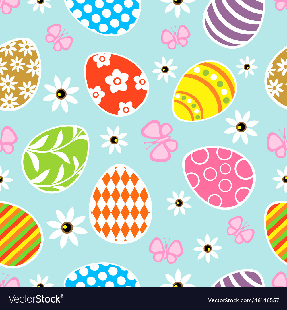 Seamless easter background blue Royalty Free Vector Image