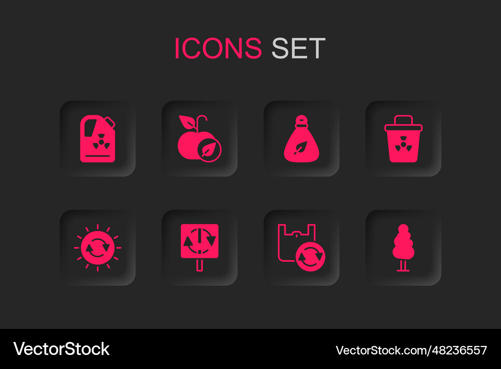 Set recycle symbol apple radioactive waste Vector Image